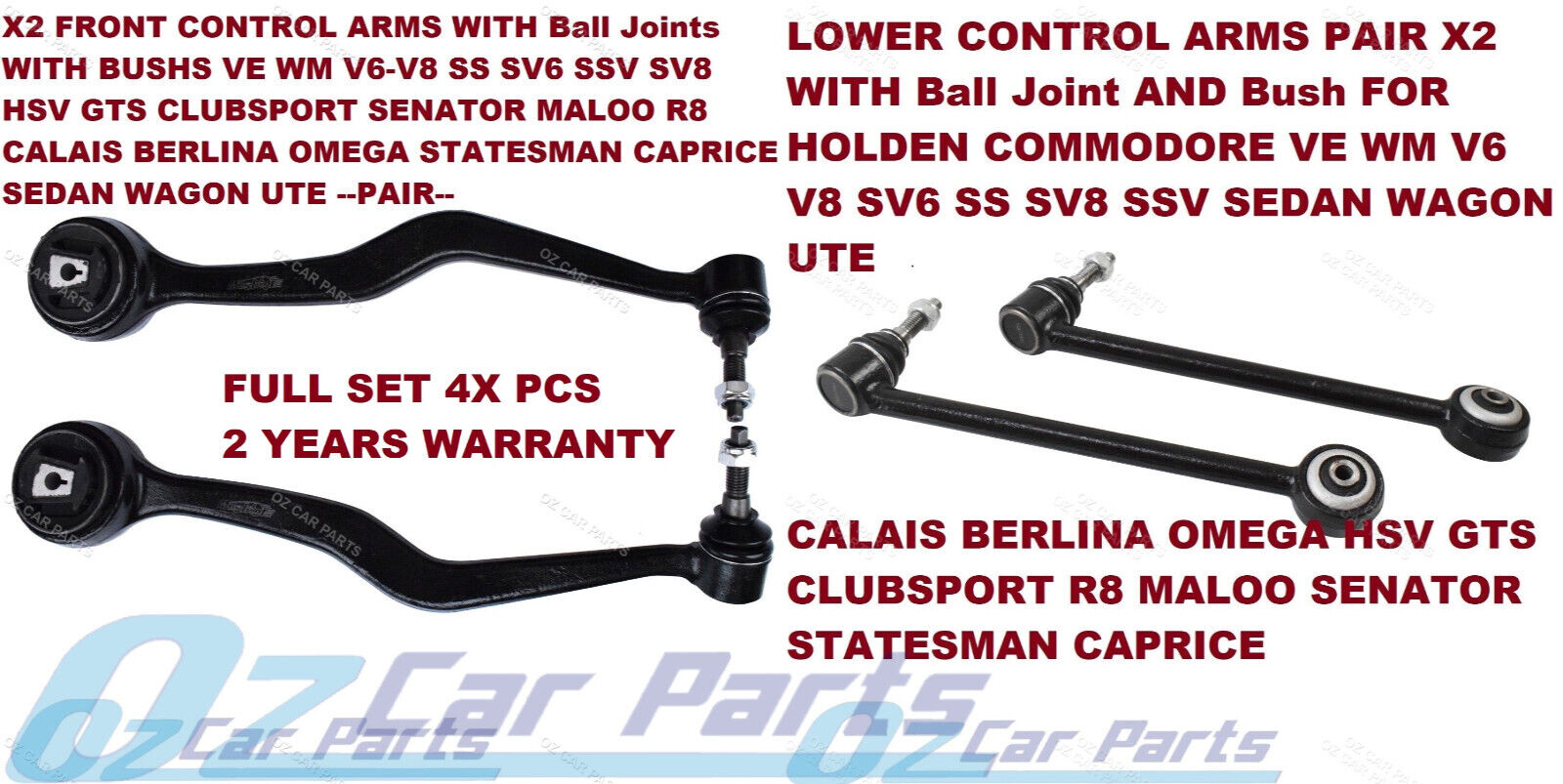 Front Control Arm SET KIT Ball Joints Bush For Holden Commodore VE WM ...